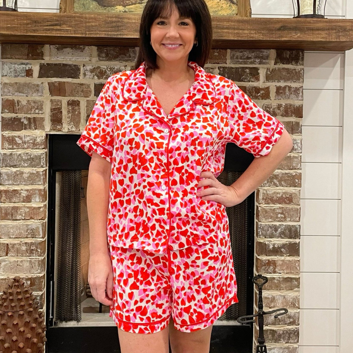 Hearts and Kisses Pajama Shorts Set | Jessi Jayne Boutique