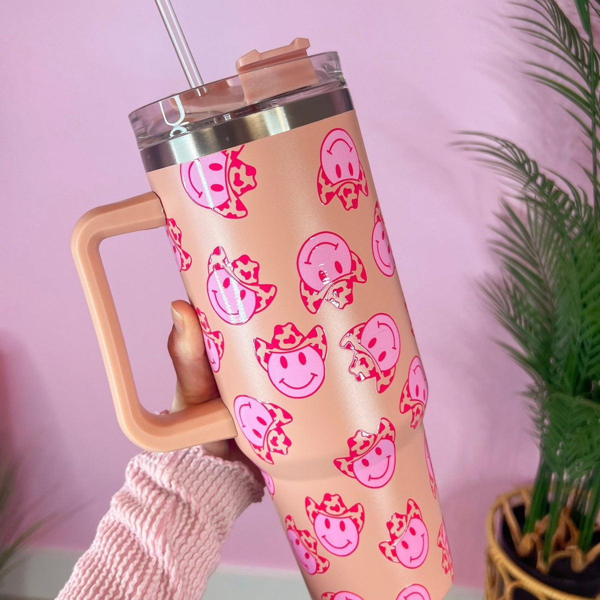 The Morgan Tumbler In Peach Smiley | Jessi Jayne Boutique